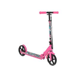 Byox Kinderroller Monster klappbar PU-R&auml;der LED ABEC-7 St&auml;nder bis 100 kg rosa