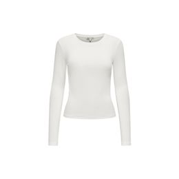 Longsleeve Only "Longsleeve ONLRILEY O-NECK TOP 1er Pack", Damen, Gr. M, wei&szlig; (ecru), Obermaterial: 96% Baumwolle CO. 4% Elasthan EL., Shirts