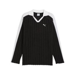 Puma Herren Poloshirt "T7 Relaxed Langarmpolo Herren"schwarz, Gr. M, gestreift, Obermaterial: 100% Baumwolle. Kragen: 100% Baumwolle. Einsatz: 100%