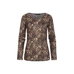 Longsleeve CLOUD 5IVE "CLOUD 5IVE Langarm Shirt Longsleeve mit Animal Print", Damen, Gr. L, schwarz, beige, 95% Polyester, 5% Elasthan, normal, Balconnet, Shirts