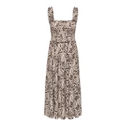 Druckkleid Only "ONLLUMIRA S/L LONG SMOCK DRESS WVN EX", Damen, Gr. M, N-Gr, pumice stone aop:hot fudge paisley, Web, Obermaterial: 90% Viskose, 10% Nylon, bedruckt, regular fit lang, Kleider Druckkleid, Viskosemischung, regular fit