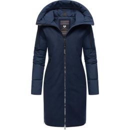 Wintermantel Ragwear "Jumana", Damen, Gr. L (40), blau (navy), Obermaterial: 100% Polyester. Futter: 100% Polyester. Wattierung: 100% Polyester, gerade ca. Mitte Oberschenkel, hoch geschlossener Ausschnitt, &Auml;rmel ohne &Auml;rmelschlitz normaler Saum, M&auml;ntel Wintermantel, Damen Mantel aus modernem Materialmix mit Kapuze