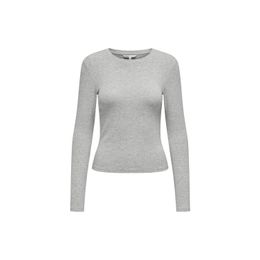 Longsleeve Only "Longsleeve ONLRILEY O-NECK TOP 1er Pack", Damen, Gr. L, grau, Obermaterial: 96% Baumwolle CO. 4% Elasthan EL., Shirts