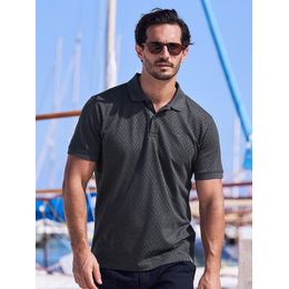 Poloshirt Lerros "Poloshirt mit rautenf&ouml;rmigem Jaquard-Muster in 2-Tone-Optik", Herren, Gr. L, lava grau, 71% Baumwolle, 29% Polyester, ohne Ausschnitt, Shirts