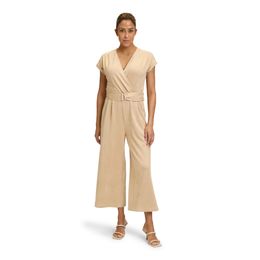 Overall Betty Barclay "Damen mit Eingrifftaschen", Damen, Gr. 46, Normalgr&ouml;&szlig;en, beige, Jersey, Obermaterial: 92% Polyester, 8% Elasthan, figurumspielend, V-Ausschnitt, Overalls Overall, Form
