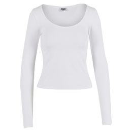 Longsleeve Urban Classics "Urban Classics Ladies Wide Neck Longsleeve", Damen, Gr. 4XL, wei&szlig;, 100% Baumwolle, unifarben, slim fit, Balconnet, Shirts
