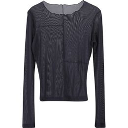 Longsleeve Urban Classics "Urban Classics Damen Ladies Exposed Seam Mesh Longsleeve", Damen, Gr. L, schwarz, 94% Polyamid, 6% Elasthan, unifarben, skinny fit, Balconnet, Shirts