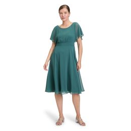 Cocktailkleid Vera Mont "Damen kurzarm", Damen, Gr. 38, Normalgr&ouml;&szlig;en, gr&uuml;n (schwarz emerald), Chiffon, Obermaterial: 100% Polyester. Futter: 100% Polyester, ausgestellt kurz, Rundhals, Kleider, Raffung