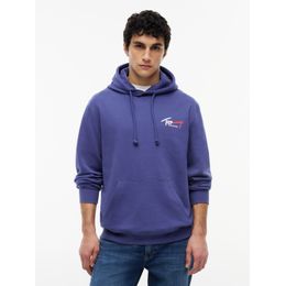 Kapuzensweatshirt Tommy Jeans "TJM REGULAR ENTRY SIGN", Herren, Gr. XL, blau storm, Sweatware, Obermaterial: 100% Baumwolle, regular fit normal, Rundhals, eingesetzt Rippb&uuml;ndchen, Sweatshirts, Regular fit, mit Kordelzug