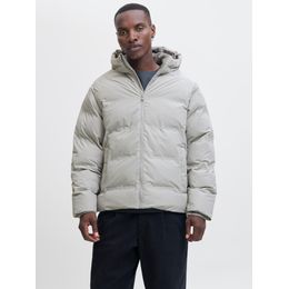 Jack & Jones Steppjacke JACK & JONES "JJESOHO PUFFER HOOD SN", Herren, Gr. XL, grau (dove), Web, Obermaterial: 100% Polyester, unifarben, regular fit, hoch geschlossener Ausschnitt, B&uuml;ndchen, Jacken Steppjacke