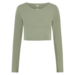 Longsleeve Urban Classics "Urban Classics Ladies Sports Longsleeve Ladies Sports Longsleeve", Damen, Gr. M, matcha gr&uuml;n, 80% Nylon, 20% Elasthan, unifarben, loose fit, Rundhals, Shirts