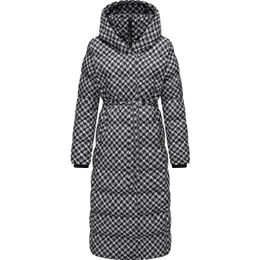 Steppmantel Ragwear "Niara Long Print", Damen, Gr. L (40), schwarz, Au&szlig;enmaterial: 100% Polyester. Innenfutter: 100% Polyester. Wattierung: 100% Polyester, gerade ca. Mitte Wade, hoch geschlossener Ausschnitt, &Auml;rmel ohne &Auml;rmelschlitz Strickb&uuml;ndchen, M&auml;ntel Steppmantel, wasserdichter Mantel mit angesagtem Hahnentritt Muster