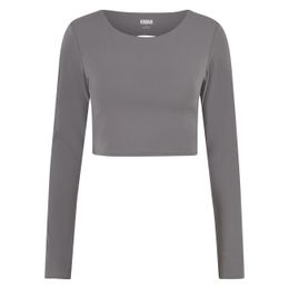 Longsleeve Urban Classics "Urban Classics Ladies Sports Longsleeve Ladies Sports Longsleeve", Damen, Gr. L, senior grau, 80% Nylon, 20% Elasthan, unifarben, loose fit, Rundhals, Shirts