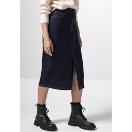 Jeansrock STREET ONE STUDIO, Damen, Gr. 34, blau (rinse washed), Jeans, 99% Baumwolle, 1% Elasthan, unifarben, normal wadenlang, R&ouml;cke Jeansrock, in dunkelblauer Waschung