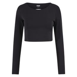 Longsleeve Urban Classics "Urban Classics Ladies Sports Longsleeve Ladies Sports Longsleeve", Damen, Gr. L, schwarz, 80% Nylon, 20% Elasthan, unifarben, loose fit, Rundhals, Shirts