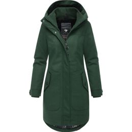 Wintermantel Ragwear "Jannisa Coat", Damen, Gr. S (36), dunkelgr&uuml;n, Obermaterial: 100% Polyester. Innenfutter: 100% Polyester. Wattierung: 100% Polyester, tailliert ca. Mitte Oberschenkel, hoch geschlossener Ausschnitt, &Auml;rmel ohne &Auml;rmelschlitz Rippstrickb&uuml;ndchen mit Druckknopf, M&auml;ntel Wintermantel, Klassischer Damen Kurzmantel mit Kapuze