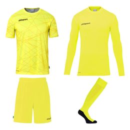 Sportanzug Uhlsport "Torwart-Sets Prediction Kids", Jungen, Gr. 128, gelb (fluo gelb, schwarz), Obermaterial: 100% Polyester Pol. recyc.., Sportanz&uuml;ge