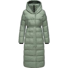 Steppmantel Ragwear "Niara Long", Damen, Gr. L (40), gr&uuml;n (dunkelgr&uuml;n), Obermaterial: 100% Nylon. Innenfutter: 100% Polyester. Wattierung: 100% Polyester, gerade ca. Mitte Wade, hoch geschlossener Ausschnitt, &Auml;rmel ohne &Auml;rmelschlitz Rippstrickb&uuml;ndchen, M&auml;ntel Steppmantel, Gesteppter langer Damen Mantel mit Bindeband