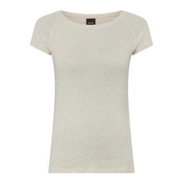 T-Shirt BOSS Orange "Espia Premium Damenmode", Damen, Gr. L, open wei&szlig; 116, Single Jersey, Obermaterial: 94% Baumwolle, 6% Viskose, meliert, slim fit h&uuml;ftbedeckend, Rundhals, Raglan&auml;rmel, Shirts T-Shirt, mit Raglan&auml;rmeln, Slim Fit