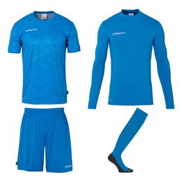Sportanzug Uhlsport "Torwart-Sets Prediction Kids", Jungen, Gr. 128, blau (fluo blau), Obermaterial: 100% Polyester Pol. recyc.., Sportanz&uuml;ge