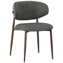 Novel Stuhl, Grau, Nussbaum, Textil, Metall, Rundrohr, 53x79x58 cm, Stoffauswahl, Esszimmer, St&uuml;hle, Esszimmerst&uuml;hle, Vierfu&szlig;st&uuml;hle