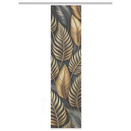 Fl&auml;chenvorhang Zedric, Anthrazit, Gold, Textil, Graphik, 60x245 cm, Oeko-Tex&reg; Standard 100, mit Beschwerungsstab, Flauschband, &Ouml;ffnung f&uuml;r Paneelwagen, Wohntextilien, Gardinen & Vorh&auml;nge, Schiebegardinen
