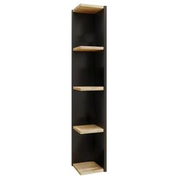 Mid.you Eckregal Honsa, Anthrazit, Honigeiche, Holzwerkstoff, 3 F&auml;cher, 15x97x17 cm, stehend, Wohnzimmer, Regale, Eckregale