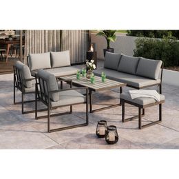 Ambia Garden Loungegarnitur, Dunkelgrau, Metall, Textil, F&uuml;llung: Polyester, 125x47x70 cm, Loungem&ouml;bel, Gartenlounge-Sets