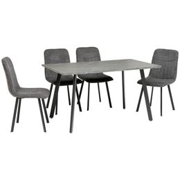 Livetastic Tischgruppe, Grau, Metall, Textil, rechteckig, eckig, 140x46x75 cm, Esszimmer, Tische, Esstische