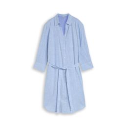 Tom Tailor Damen Blusenkleid mit Bindeg&uuml;rtel, blau, Uni, Gr. 42