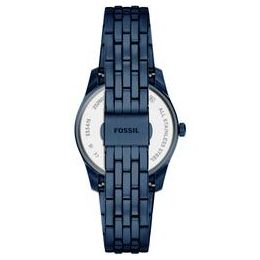 Quarzuhr Fossil "Scarlette", blau, Armbanduhren, Damen, Quarzuhr, Armbanduhr, Damenuhr, Edelstahlarmband, analog, Tag, Wochentag