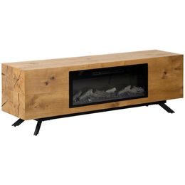 Landscape Elektrokamin, Schwarz, Eiche, Holz, Metall, Holzwerkstoff, Eiche, furniert, 160x54x40 cm, Bsci, Freizeit, Heizen & K&uuml;hlen, Elektrokamine