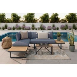 Ambia Garden Loungegarnitur Teakholz, Teak, Dunkelgrau, Holz, Metall, Teakholz, Hartholz, 56x70x60 cm, wetterbest&auml;ndig, Loungem&ouml;bel, Gartenlounge-Sets