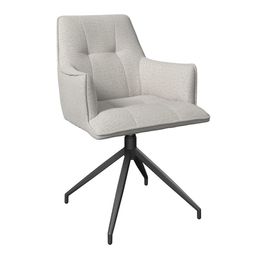 Ambia Garden Gartenstuhl, Sand, Dunkelgrau, Metall, Textil, Drehkreuz, 58x87x64 cm, wetterfest, Sitzfl&auml;che 360&deg; drehbar, Gartenm&ouml;bel, Gartenst&uuml;hle, Gartenst&uuml;hle