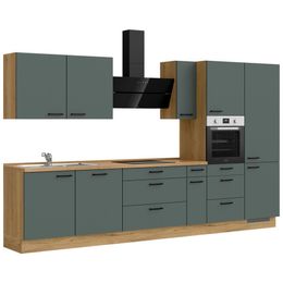 Nobilia K&uuml;chenleerblock Easytouch, Eiche, Dunkelgr&uuml;n, Holzwerkstoff, nur wie online abgebildet bestellbar, 360 cm, Blauer Engel, Pefc, Goldenes M, Made in Germany, DGM-Klimapakt, seitenverkehrt erh&auml;ltlich, vormontierter Korpus, K&uuml;chen, K&uuml;chenzeilen & K&uuml;chenbl&ouml;cke, K&uuml;chenzeilen ohne Ger&auml;te