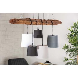Riess Ambiente Design H&auml;ngelampe LEVELS 115cm Treibholz schwarz grau mit 5 Leuchten Riess-Ambiente Maritim Natur