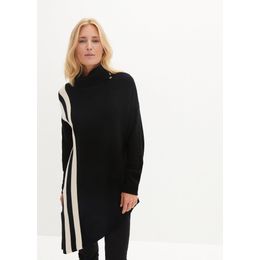 bonprix Zipfel Long-Pullover, schwarz, Gr.56/58 (3XL), zeitloser Zipfel Pullover