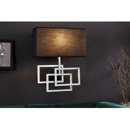 Riess Ambiente Moderne Wandleuchte ATLANTIS 44cm silber Stoffschirm schwarz Lampe Riess-Ambiente