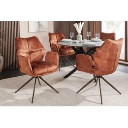Riess Ambiente Drehbarer Design Stuhl CONCORD rost braun Samt Taschenfederkern Metallgestell braun Polsterstuhl Riess-Ambiente Esszimmerstuhl K&uuml;chenstuhl...