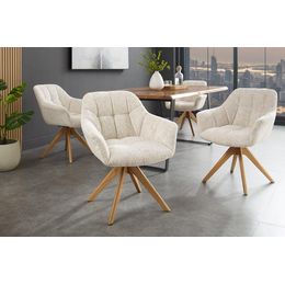 Riess Ambiente Drehbarer Stuhl PAPILLON champagner beige Chenille Cremona Eiche Massivholz Polsterstuhl Riess-Ambiente Esszimmerstuhl K&uuml;chenstuhl Landhaus...