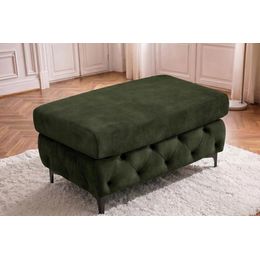 Riess Ambiente Chesterfield Sitzhocker MODERN BAROCK 95cm gr&uuml;n Samt Fu&szlig;hocker Riess-Ambiente