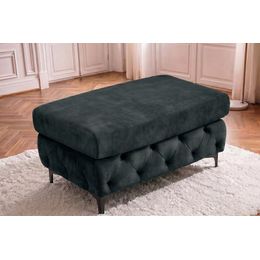 Riess Ambiente Chesterfield Sitzhocker MODERN BAROCK 95cm petrol Samt Fu&szlig;hocker Riess-Ambiente