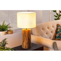 Riess Ambiente Design Tischlampe ROOTS 60cm Treibholz Leinenschirm beige handmade Riess-Ambiente Maritim Natur Rustikal