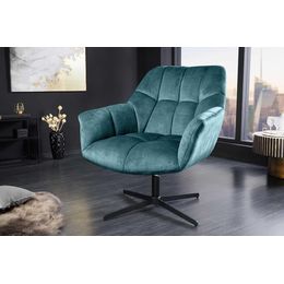 Riess Ambiente Drehbarer Design Sessel PAPILLON petrol Samt 360&deg; schwarz Metall h&ouml;henverstellbar Riess-Ambiente Industrie & Loft Modern