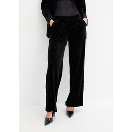 bonprix Hose aus softem Samt, schwarz, Gr.46, Modische Anzugshose aus softem Samt, aus Samt