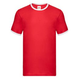 Fruit of the Loom - "Ringer" T-Shirt f&uuml;r Herren (Rot/Wei&szlig;)