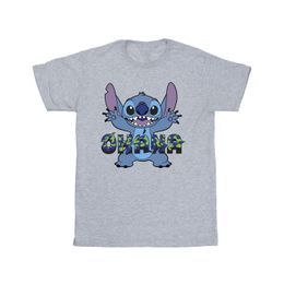Disney - "Lilo And Stitch Ohana Blue Glitch" T-Shirt f&uuml;r Herren (Grau)