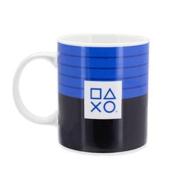 Playstation - Kaffeebecher, gestreift (Blau/Schwarz/Wei&szlig;)
