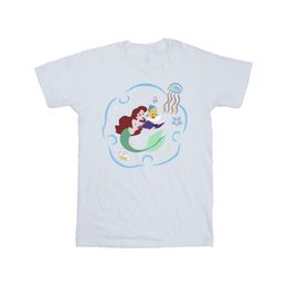 Disney - "The Little Mermaid Reading A Book" T-Shirt f&uuml;r Herren (Wei&szlig;)