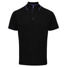 Premier Herren Contrast Coolchecker Poloshirt (Schwarz/Violett)